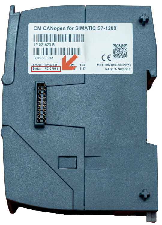 如何查找CM CANopen模块序列号 – HMS技术支持平台