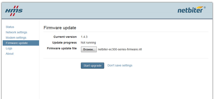 Update Netbiter Firmware – HMS Support Portal