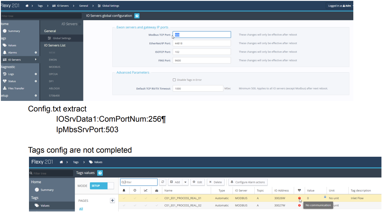 Ewon Flexy Io Server Using Port 503 As Modbus Tcp Port